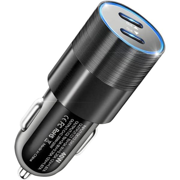 商品名USB C 40W 車用高速充電器、デュアルPD 20W ポート車両高速充電器、アルミメタルボディ自動高速充電アダプター、電話用車内アクセサリー (ブラック)USB C 40W Car Fast Charger, Dual PD 20...