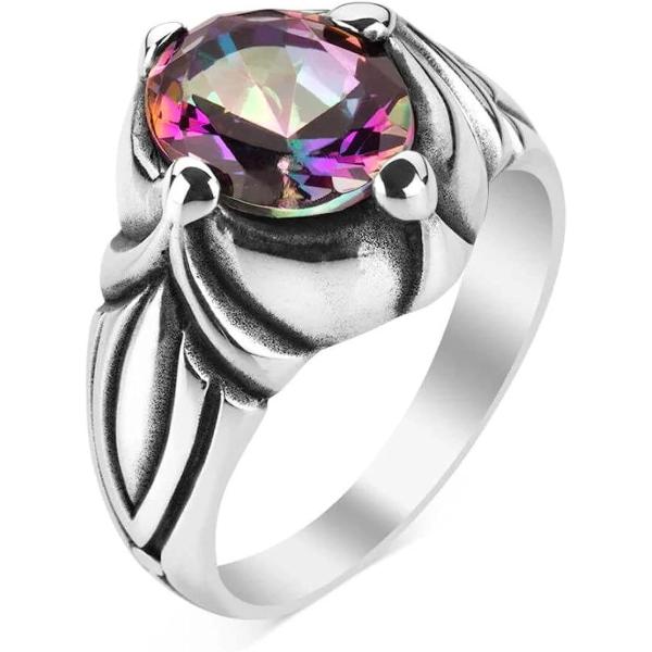 商品名925 Sterling Silver Mystic Topaz Stone Special Design Authentic Men's Ring Accessory Jewelry (10.5)ブランド：TAKILINGO商品サイ...