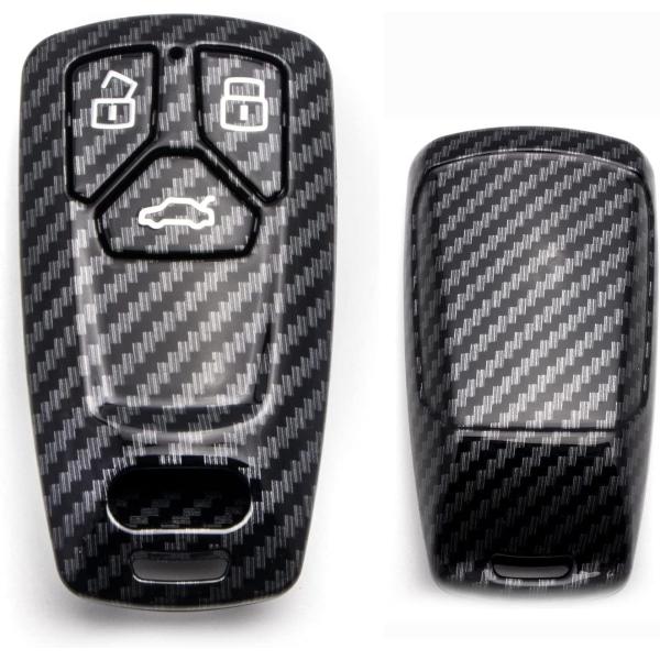 商品名Xotic Tech Glossy Black Carbon Fiber Texture ABS Key Fob Shell Cover Case, Compatible with Audi Q5 SQ5 Q3 Q7 Q8 A3 A4...