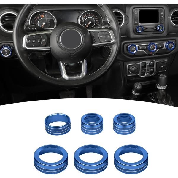 商品名SQQP センターコンソールスイッチノブカバー エアコン 小型スクリーン ヘッドライトスイッチボタン トリム アルミニウム合金内装アクセサリー 2018-2021 Jeep Wrangler JL JLU&amp;Gladiator ...