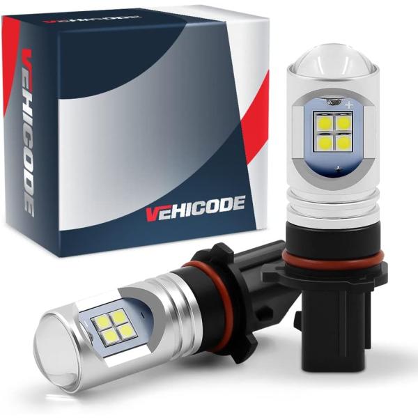 商品名VEHICODE P13W LED電球 6000K ホワイト 12277 フォグライト DRL デイタイム ランニング パーキング ドライビングライトキット 交換用 シボレー カマロ 2010 2011 (2パック)VEHICODE ...