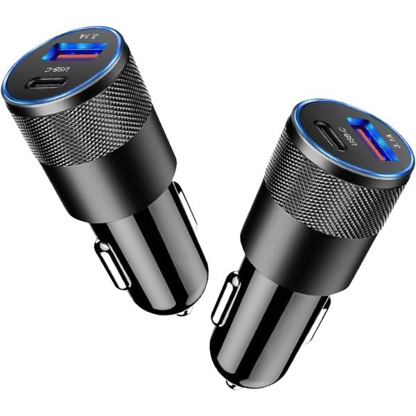 商品名2パック USB C 車用高速充電器 PD 38W 3.1A 2ポート自動急速充電器アダプター アルミニウムメタルボディ車両急速充電 車内アクセサリー iPhone Samsung Galaxyなどに対応2Pack USB C Car...