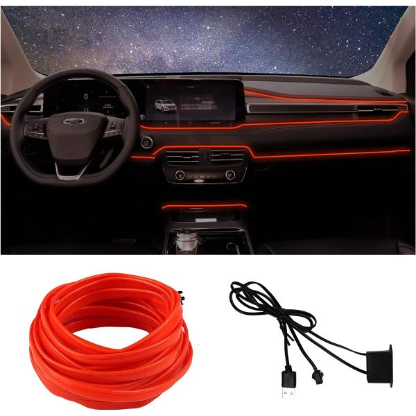 商品名5M EL Wire LED Strip Lights USB Auto Ambient Neon Lighting Kit 5V with Fuse Protection Car Interior Decoration Fit fo...