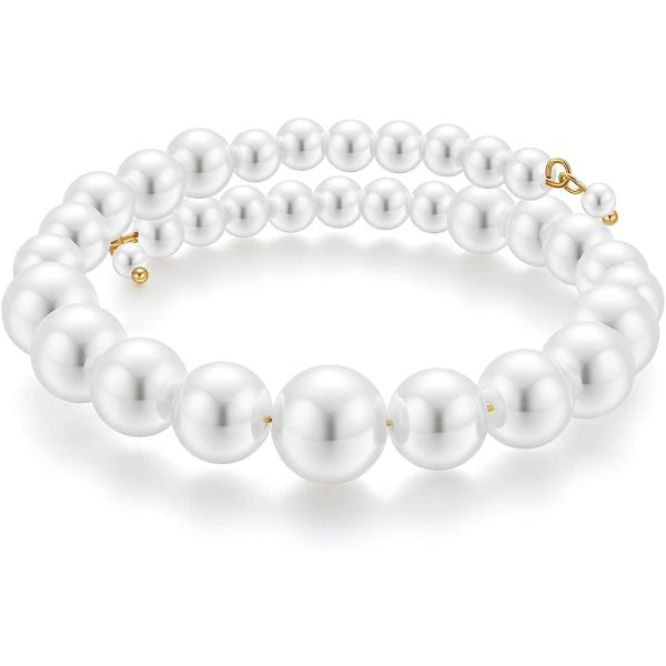 商品名Round Imitation Pearl Bracelet for Women Pearl Open Bracelet Pearl Necklace Accessories Jewelry Gift for Women,Whiteブ...