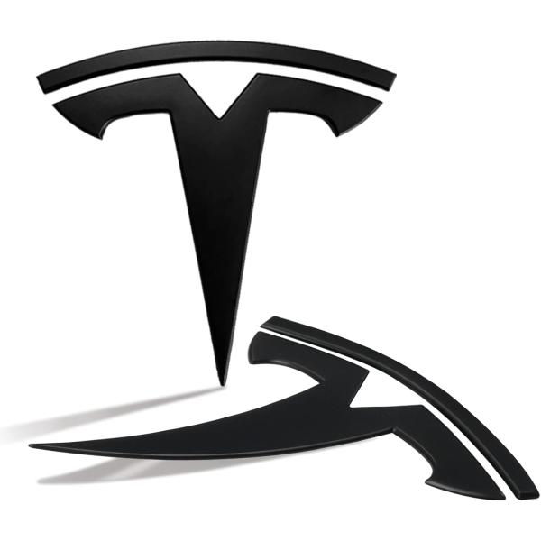 商品名DOITSIPO 3D Metal Emblem Sticker for Tesla Model Y, 2Pcs Front Hood Badge Decal &amp; Rear Trunk Logo (Matt Black)ブラン...