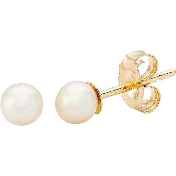 商品名ソリッド14Kゴールド&amp;淡水パールスタッドイヤリング レディース 低アレルギー性 バタフライプッシュバックスタッド ピアス耳用, イエローゴールド, 真珠Solid 14k Gold &amp; Freshwater Pear...