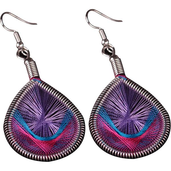 商品名NIKOLay Handmade Silk Thread Teardrop Dangle Earrings Colorful Ethnic Pendant Earrings Popular Handmade Jewelry Acces...