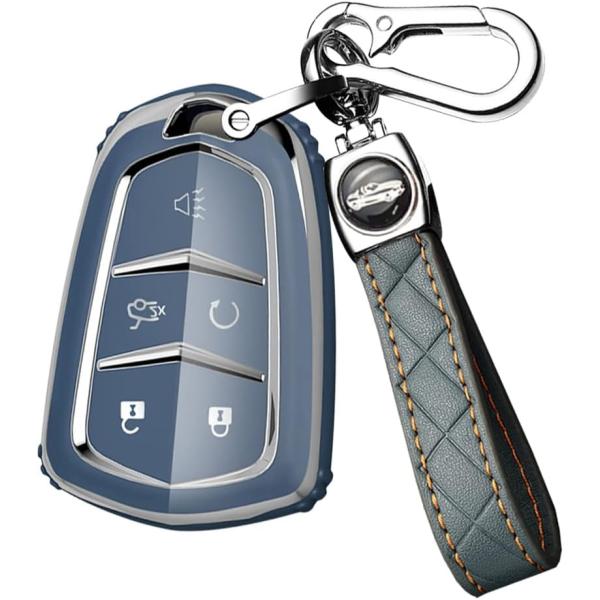 商品名ontto Car Key Cover Fit for Cadillac 5-Button,Light and Glossy Key Shell Full Protection for Escalade CTS SRX XT5 ATS...