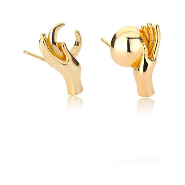 商品名TRUNO SEA Sun And Moon Stud Earrings For Women Minimalist Gesture Earrings Trend Party Couple Jewerly Accessories - G...