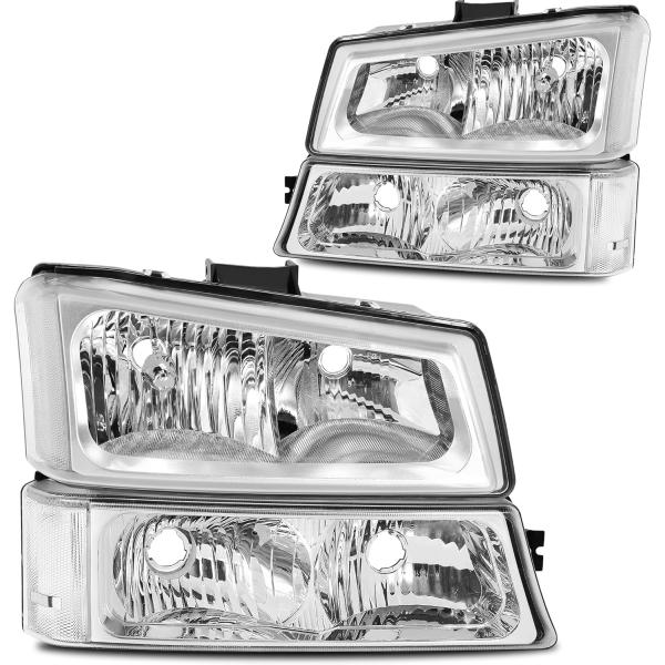 商品名Jenuo 曇り止めヘッドライトアセンブリ 03 04 05 06 シボレー シルバラード アバランチ 1500 2500 3500/07 クラシック ファクトリークラッドボディには適合しません 左右 (クロームハウジング クリアリフ...