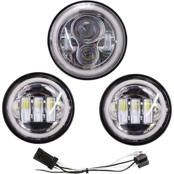 商品名waltyotur Motorcycle 7 inch Round LED Headlight with Halo + 4.5 inch Passing Lights Replacement for Yamaha V-Star XVS...