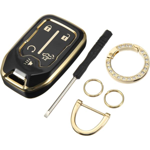 商品名X AUTOHAUX 1 Set Car Key Fob Cover 5 Button Remote Key Fob Case Black for Chevrolet Chevy Silverado Suburban Tahoe fo...