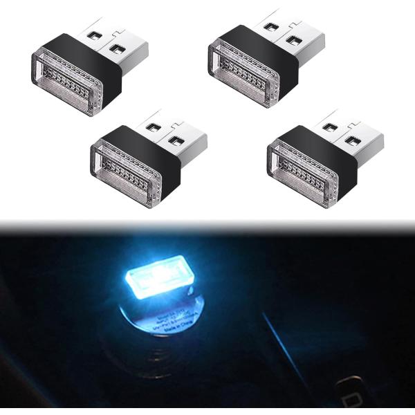 商品名QODOLSI 車用USB LED雰囲気ランプ 4個 自動LEDインテリア環境照明 直流5V スマートUSB LEDライトキット 車 ノートパソコン ナイト ホーム オフィス 装飾 ミニナイトランプ (ブルー)QODOLSI 4 Pi...