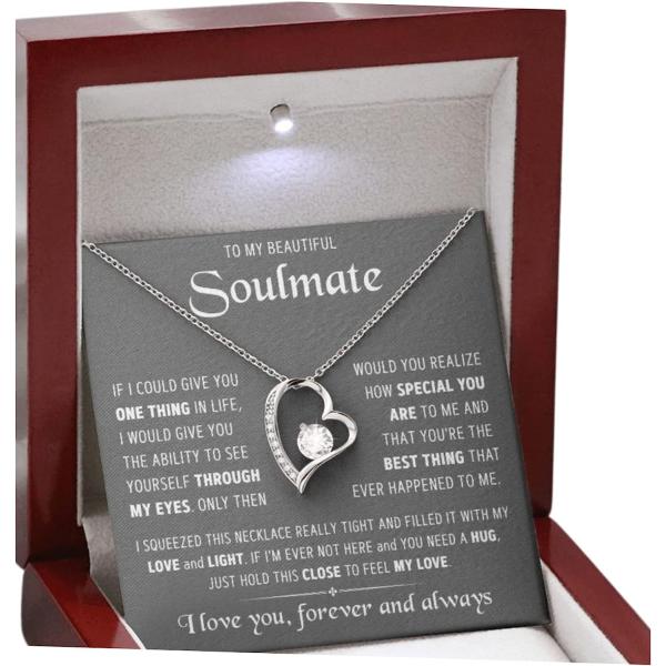 商品名ROMESIA To My Soulmate 女性用ネックレスは、彼女のための素晴らしいプロミスネックレス、ガールフレンド、妻への誕生日ギフトアイデアを作る女性のためのジュエリーです。, ゴールド, キュービックジルコニアROMESI...