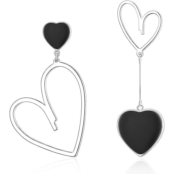 商品名Flyonce ミスマッチ イヤリング レディース アシンメトリーハートドロップ ダングルイヤリング ハートの女王イヤリング ラブハートステートメントイヤリング, 金属, 宝石なしFlyonce Mismatched Earrings...