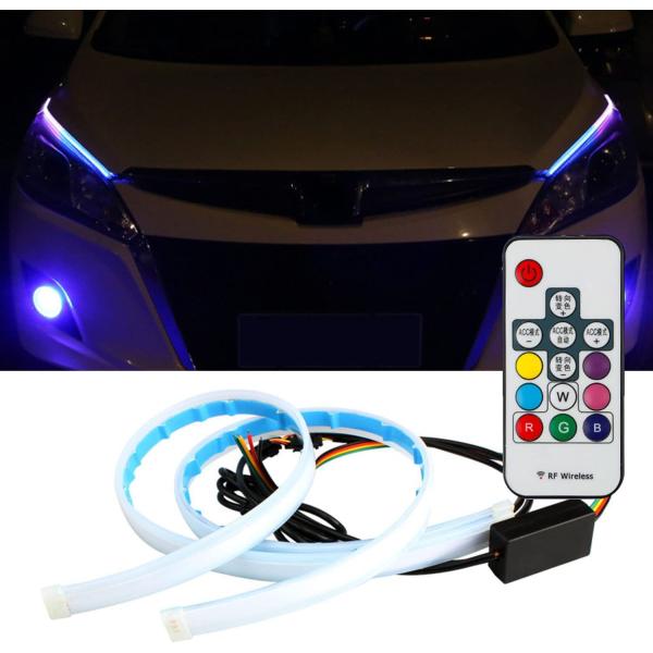 商品名Miytsya 2 PCS Car Headlight LED Strips, 24Inch RGB Multi Color Car Headlight Led Strip, Waterproof Car Headlight Surf...
