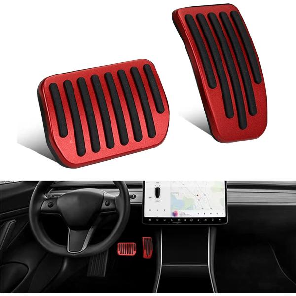 商品名Miytsya Tesla Model 3 Model Yフットペダルパッド交換用 自動車用アルミニウムペダルカバーアクセサリー ブレーキフットペダル ノンスリップアクセラレーターブレーキフットレスト ペダルエクステンダー 2個セット...