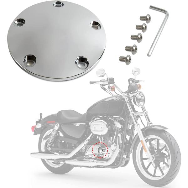 商品名Timing Points Cover, PSLER Motorcycle Domed Ignition Engine Cover for Twin Cam Softail Dyna Touring 1999-2017, 5 Hole...