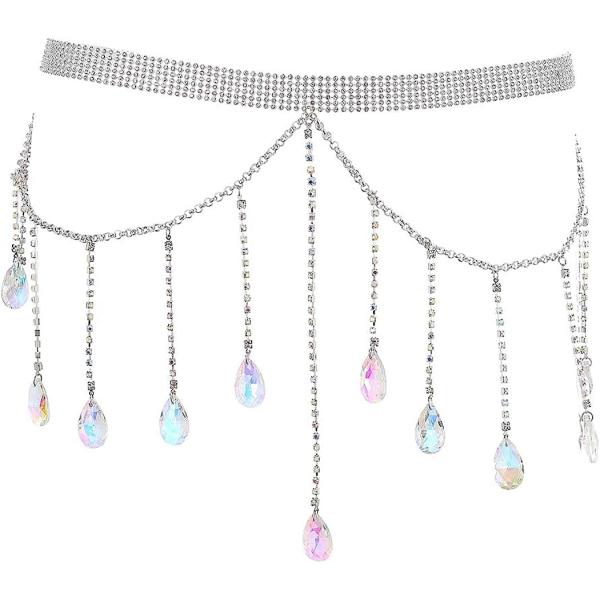 商品名deladola タッセル クリスタル ウエストチェーン シルバー ラインストーン ペンダント ベリーチェーン チャーム ジュエリー アクセサリー 女性用, M, 合金, クリスタルdeladola Tassel Crystal Wa...