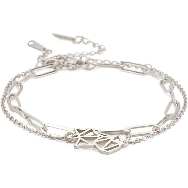 商品名EUEAVAN Cute Animal Fox Pendant Layered Bracelet Charm Simple Creative Nine-tailed Fox Jewelry Girl Woman Girlfriend ...