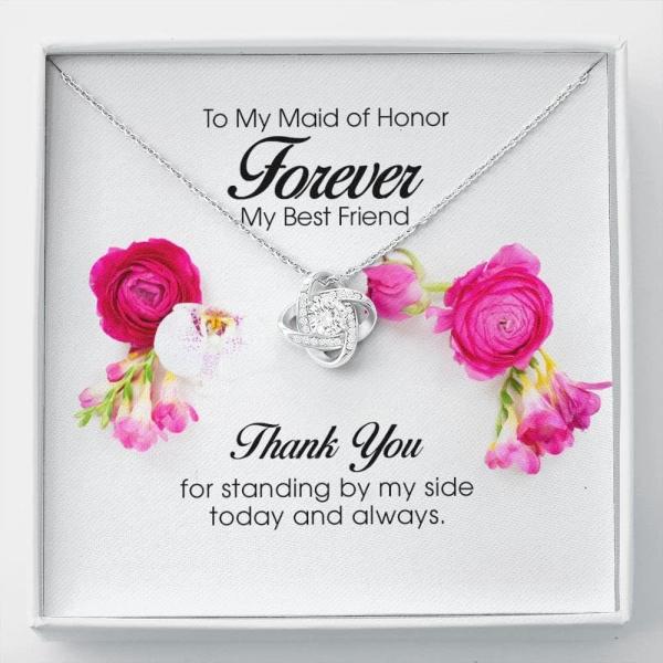 商品名To My Maid of Honor, Love Knot Necklace, Thank you Gift From Bride, Maid of Honor Proposal, Unique Jewelry Card, Wedd...