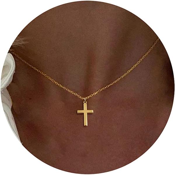 商品名DEARMAY クロスネックレス レディース 上品なゴールドシルバークロスネックレス シンプルなレイヤードスモールクロスチョーカーネックレス 細いチェーンネックレス 美しいジュエリー レディース ガールズ ギフト, キュービックジルコ...