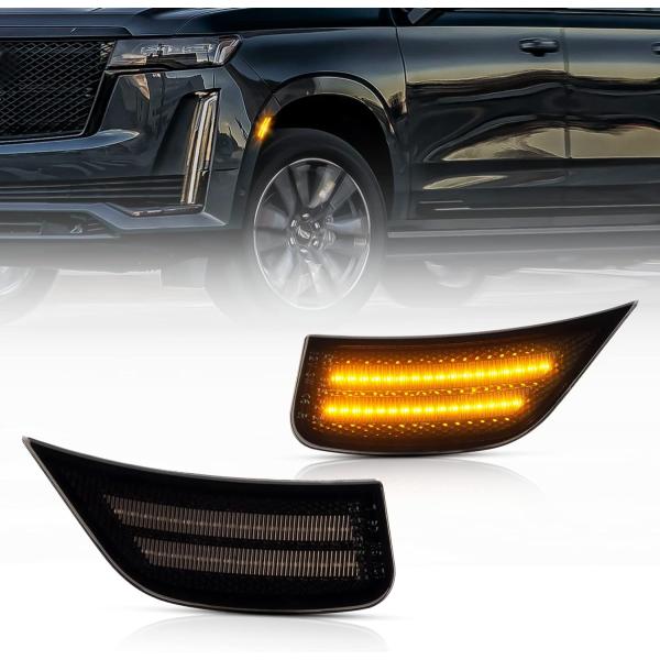 商品名Gempro LED Side Marker Lights for 2021-2023 Yukon XL Denali Tahoe Suburban Escalade ESV Turn Signal Lamps Smoked Lens...
