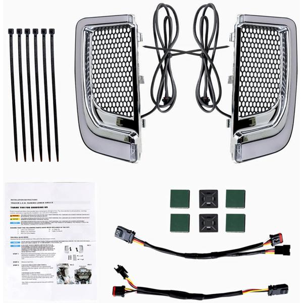 商品名LABLT クロム 1ペア LED フェアリング 下部グリル ランニングライト ウインカー交換 ロードグライド用LABLT Chrome 1 Pair LED Fairing Lower Grills Running Light Tu...