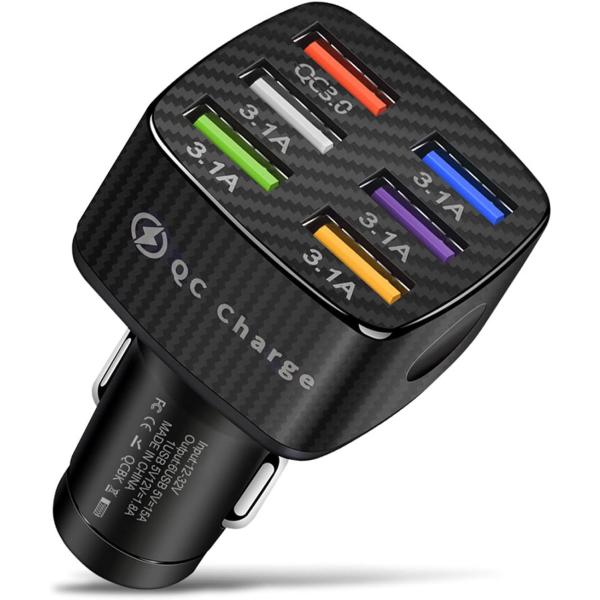 商品名Car Charger Adapter, 6 Ports USB QC3.0 Fast Phone Charger, Car Interior Accessories Fit for All Vehicles, Multi-Port ...