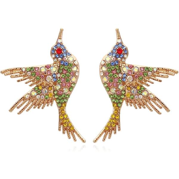 商品名女性用ハチドリイヤリング、女の子用のかわいい鳥のイヤリング、トロピカルバードステートメントダングルイヤリング、低刺激性、フライングハチドリドロップイヤリング、かわいい動物ボヘミアンイヤリングスタッズ、ハチドリの鳥ジュエリーギフト 面白...