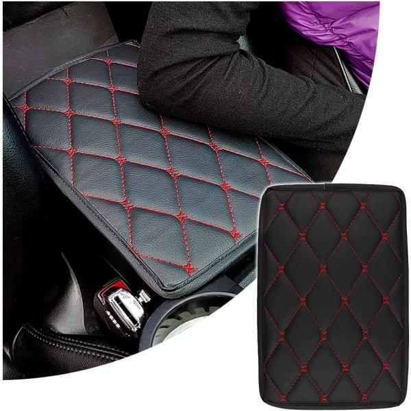 商品名Aokdom 快適なPUレザー 車用アームレストクッション 肘と前腕の圧力を緩和 完全保護 アームレストシートボックス 車 トラック SUV ユニバーサルカーインテリアアクセサリー (ブラック/レッド)Aokdom Comfortab...