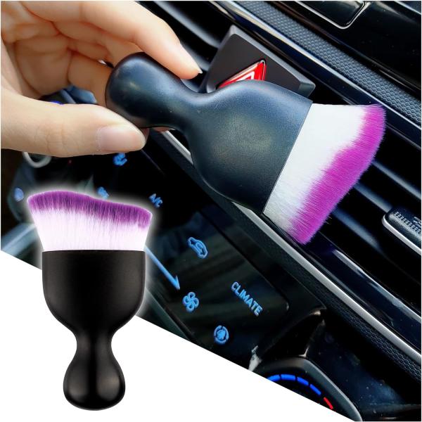 商品名Aokdom ミニカーディテーリングブラシ 密集した毛 傷のつきにくいインテリアダストブラシ 車のダッシュボード、エアコンの通気口、隙間、キーボードクリーニングツールに適しています。(ホワイト+パープル-1個)Aokdom Mini ...