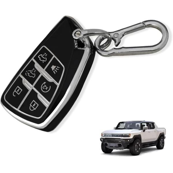 商品名BestEvMod ハマー EVキーフォブカバーアクセサリーと互換性あり キーシェル キーチェーン付き TPU オールラウンド保護 リモートキーケースBestEvMod Compatible with 2022 2023 2024 H...