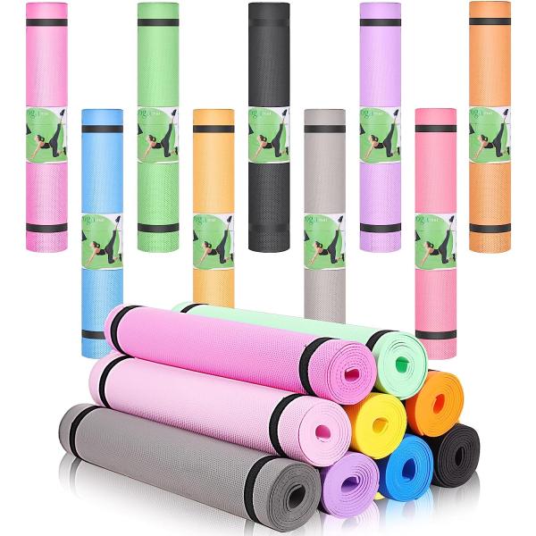 商品名ヨガマット 9枚セット バルク 68 x 24インチ 4mm 厚さ 滑り止め エクササイズマット ストラップ付き EVA素材 スタジオマット フィットネスマット 大きなピラティスマット 女性用 9色9 Pieces Yoga Mats...