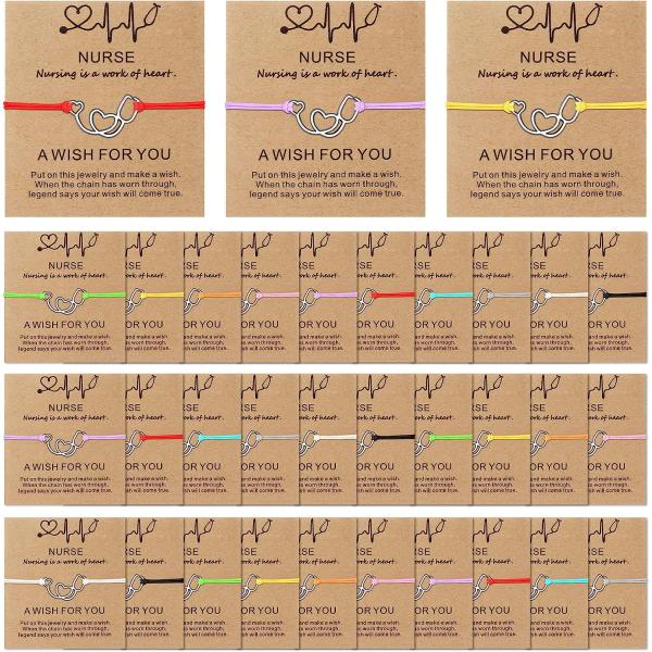 商品名Kigeli 30 Pcs Nurse Gifts Bulk Stethoscope Heart Appreciation Bracelet Gifts Blessing Card Bracelets RN Nurse Jewelry...