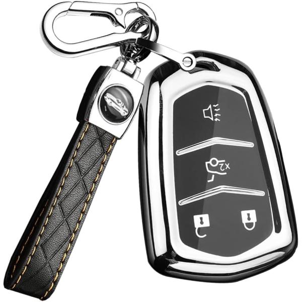 商品名ontto 4-Button TPU Key Cover Smart Remote Key Fob Skin 360 ° Full Protection Fit for Cadillac Escalade CTS SRX XT5 AT...