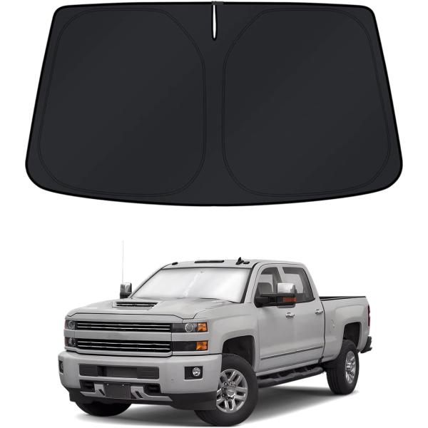 商品名KUST フロントガラスサンシェード 2015-2019 シボレー シルバラード 2500 3500 ウィンドウシェード サンバイザーカバー 折りたたみ式ブロック 紫外線 車を涼しく保ちますKUST Windshield Sun Sh...
