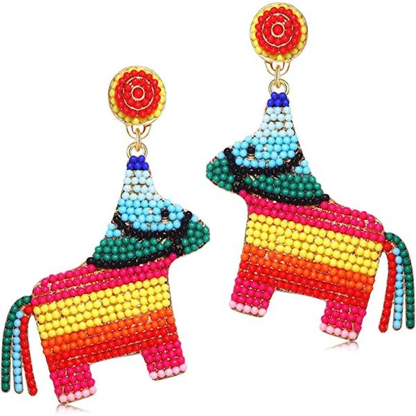 商品名Cinco De Mayo イヤリング レディース カラフル ビーズ フィエスタ チル ダングルイヤリング ステートメントレター ドロップイヤリング メキシカンフェスティバル ジュエリーギフト, 亜鉛, クリスタルCinco De M...