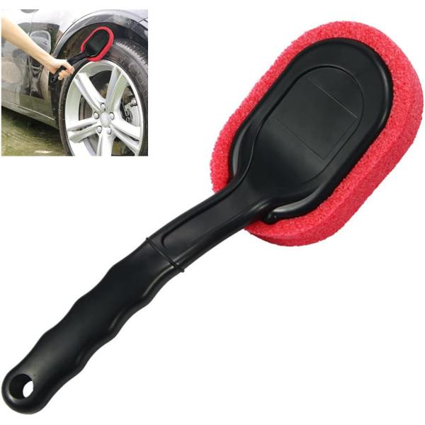 商品名タイヤシャインアプリケーターブラシ カーワックスタイヤドレッシングスポンジブラシ カーブハンドル付き 多目的オートディテールツール 取り外し可能なフォームパッド付き 車両クリーニングワックスアクセサリーTire Shine Appli...