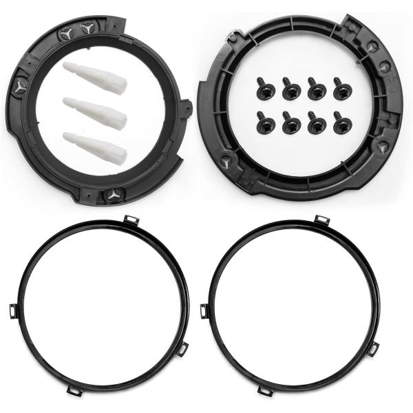 商品名7インチ ラウンドヘッドライト取り付け固定ブラケットリングセット ヘッドライトメタルリング交換用 Jeep Wrangler JK 2007-2017用 (ブラック)7 inch Round Headlight Mounting Re...
