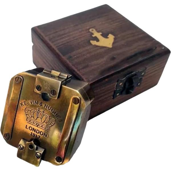 商品名Compass Solid Brass Brunton Compass Collectible Gift Item with Beautiful Wooden Box and Compass Outdoor Navigation Co...