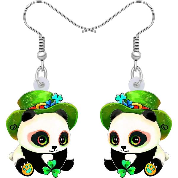 商品名LONYOO Acrylic St. Patrick's Day Cute Bear Panda Earrings Dangle Jewelry Clover Green Hat Panda Gifts for Girls Women...