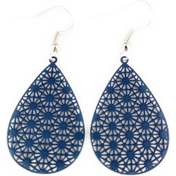 商品名Navy Blue earrings teardrop dangle VERY lightweight filigree 2 inches long 7/8 inch wideブランド：Generic商品サイズ：商品番号：色：blue...
