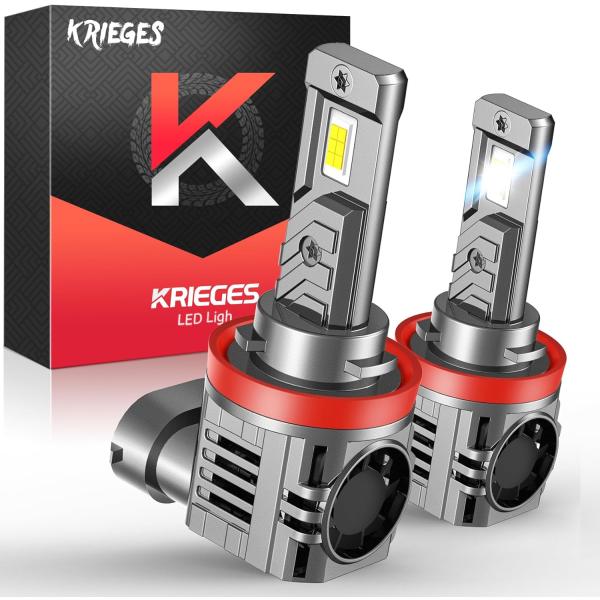 商品名Krieges Fahren 2023 H11/H9/H8 LEDヘッドライト電球 600%明るさ 22000LM 1:1サイズ H11 LED電球 ハロゲン交換用 6500K クールホワイト CANbus 対応 プラグアンドプレイ ...