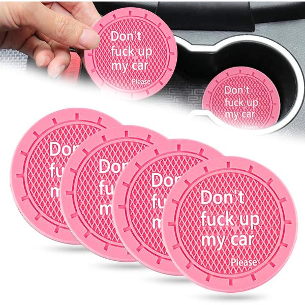 商品名4Pcs Car Cup Holder Coasters, Don't Fuck up My Car Please, Universal Non-Slip Cup Holder Embedded Decorative Funny Co...