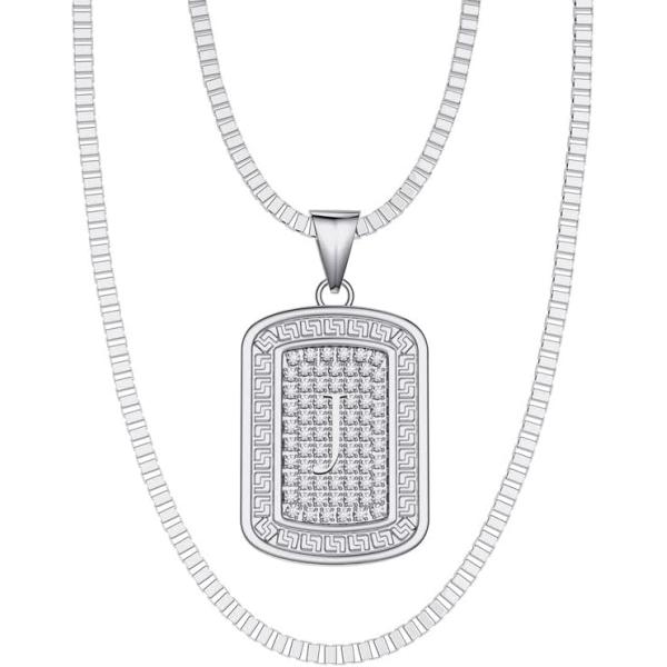 商品名Airrty イニシャル A-Z レターペンダントネックレス メンズ レディース スターリングシルバーメッキ レターネックレス メンズ 2.5mm スクエアボックスネックレスチェーン 20インチ, ステンレス鋼, 宝石なしAirrty...