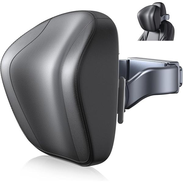 商品名LATIT レザーカーシートヘッドレストネックピロー TeslaモデルYモデル3アクセサリー用 高さ調節可能 ネックレストクッション 人間工学的ネックサポート 隠しフック付き 携帯電話/iPadホルダー ブラックLATIT Tesla...
