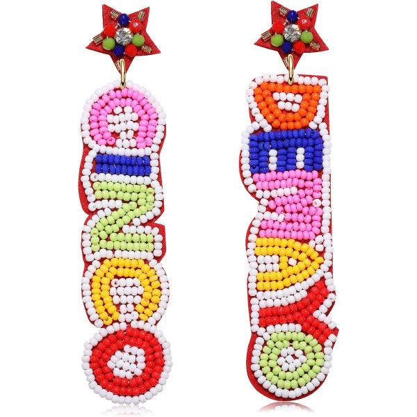商品名Vogueknock Cinco De Mayo Earrings Beaded Sombrero Hat Happy Fiesta Pepper Earrings Mexican Holiday Jewelry Earrings (...