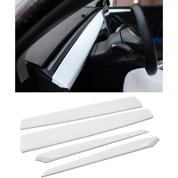 商品名KKTR-CAR Dashboard Cover Wrap and Front Door Inner Armrest Panel Cover Trim Compatible with Tesla Model Y/ 3 (Pearl W...