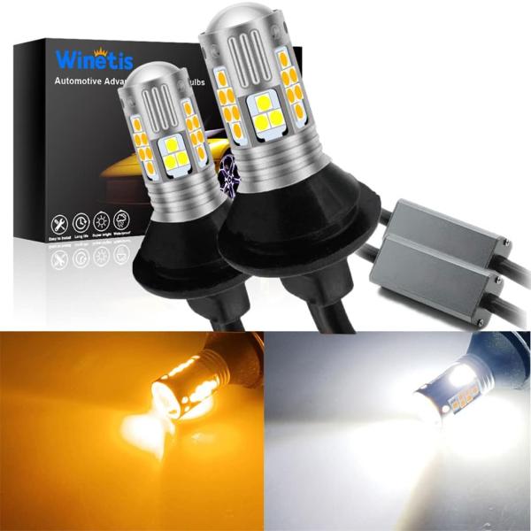 商品名WINETIS 3157 Error Free Canbus Ready Dual Color Switchback T25 3157 3057 3155 3457 4157 White/Amber LED with Projecto...